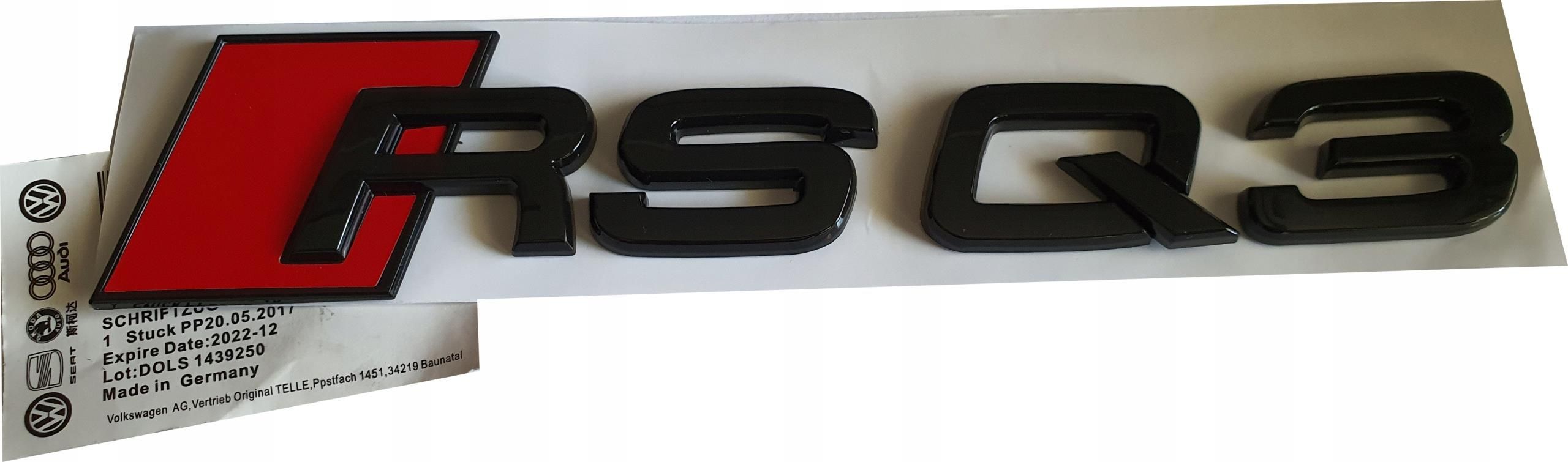 Pokrowiec samochodowy AUDI EMBLEMAT RSQ3 OEM CZARNY TYŁ *JAKOŚĆ ...