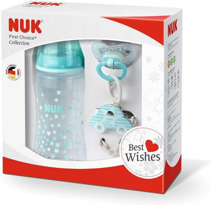 NUK Collection Set butelka First Choice+ 300 ml 0-6M + silikonowy smoczek Happy Days 0-6M ...