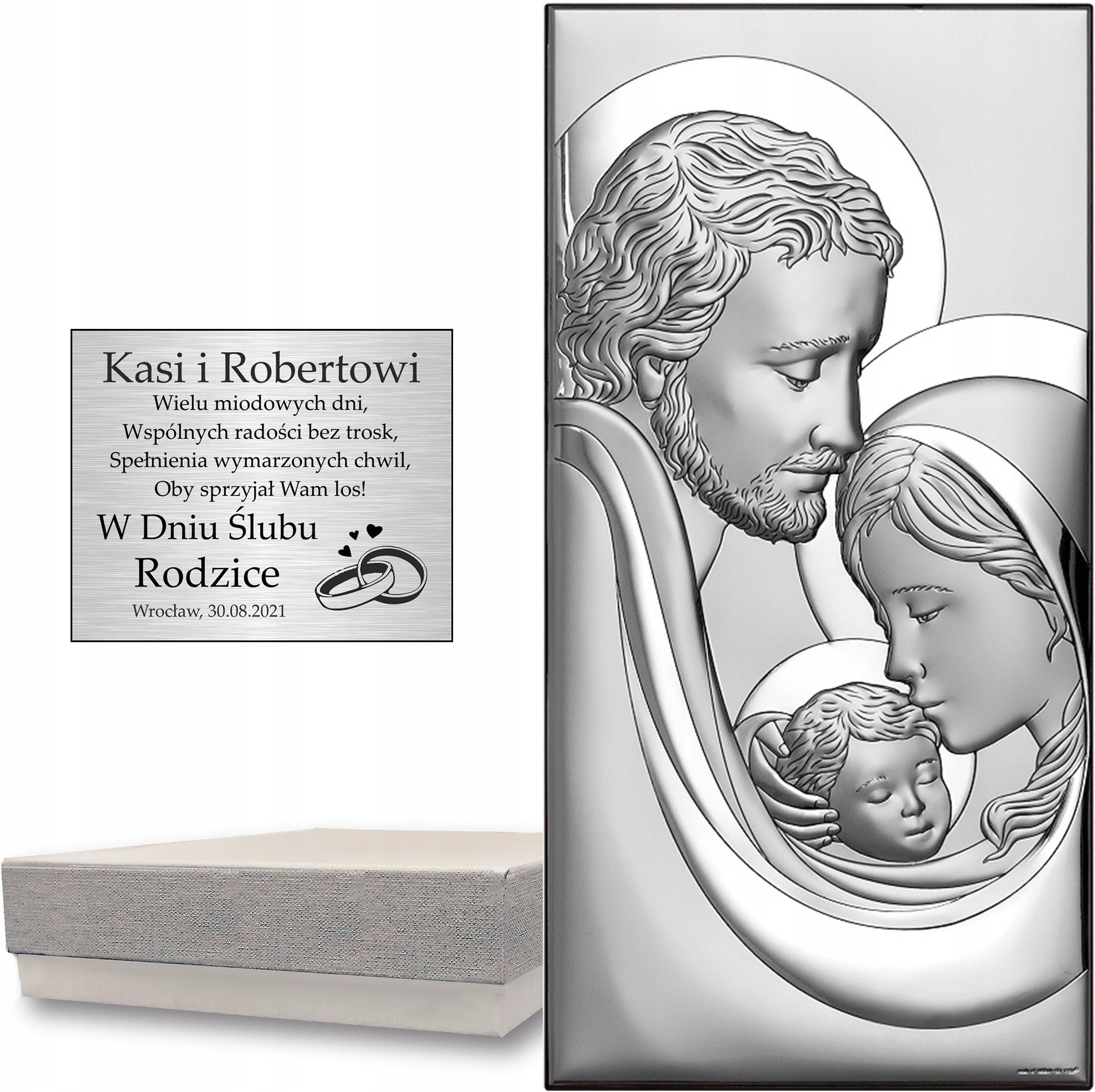 Obraz Srebrny Rodzina Święta Ślub Chrzest Grawer - Ceny i opinie - Ceneo.pl