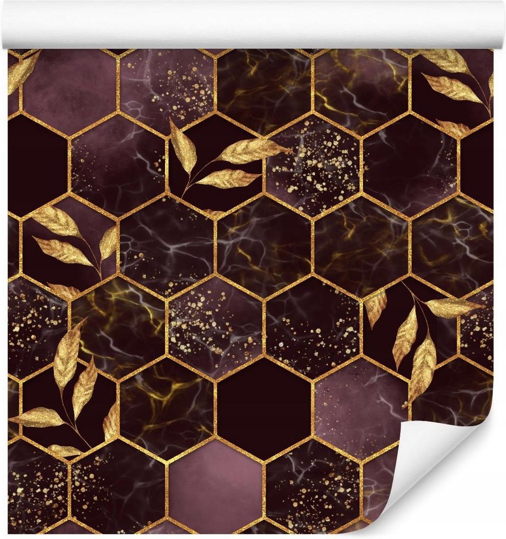 MURALO TAPETA FIOLETOWA MARMUROWA MOZAIKA LIŚCIE OZDOBA - Opinie i ceny ...