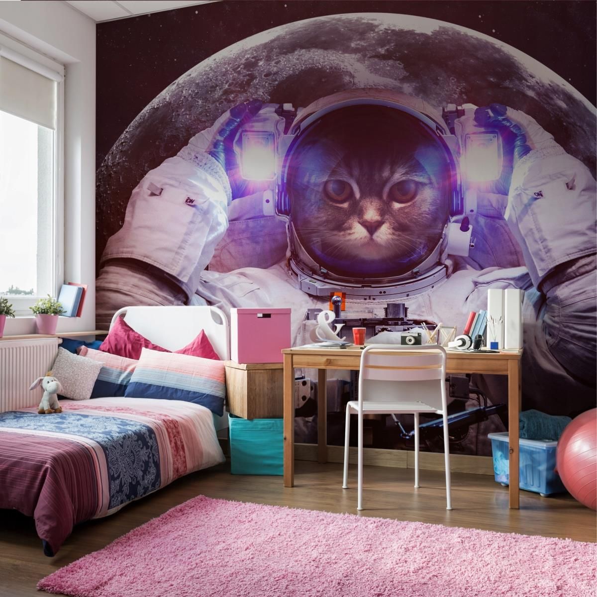 MURALO FOTOTAPETA DLA MŁODZIEŻY KOT ASTRONAUTA 3D 270X180 - Opinie i ceny na Ceneo.pl