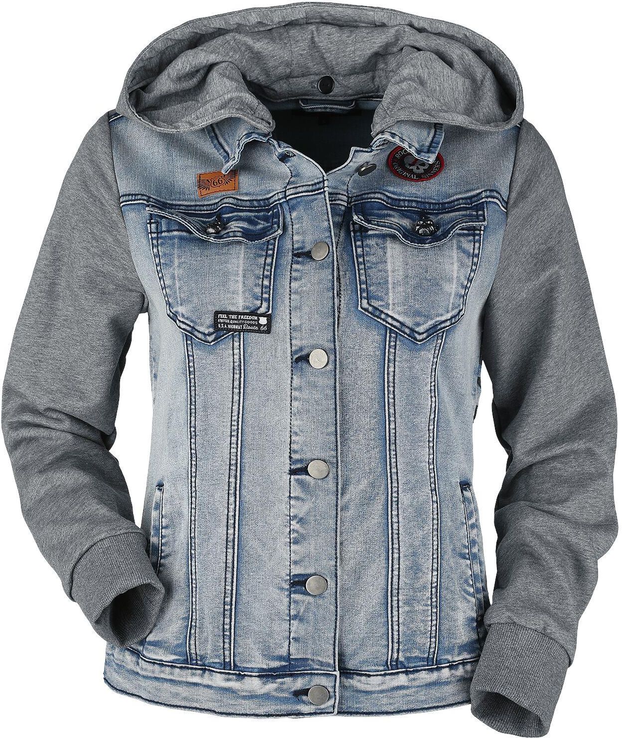 Rock Rebel by EMP - Rock Rebel X Route 66 - Grey Denim Jacket with ...