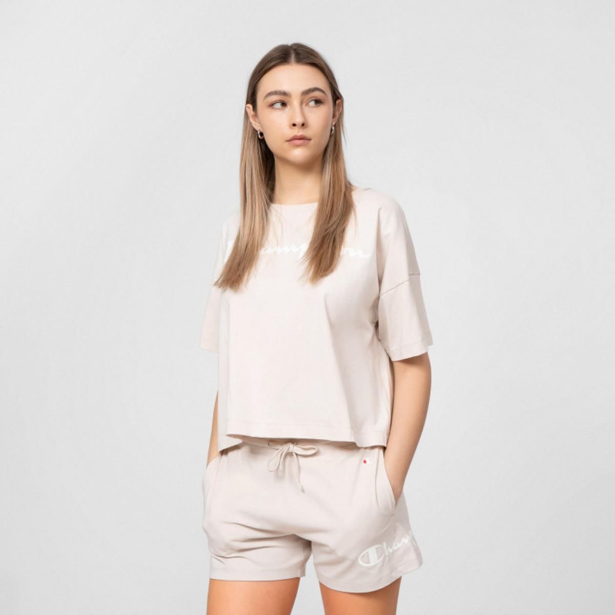 Damski t-shirt crop top CHAMPION LEGACY Script Logo Cropped T-Shirt ...