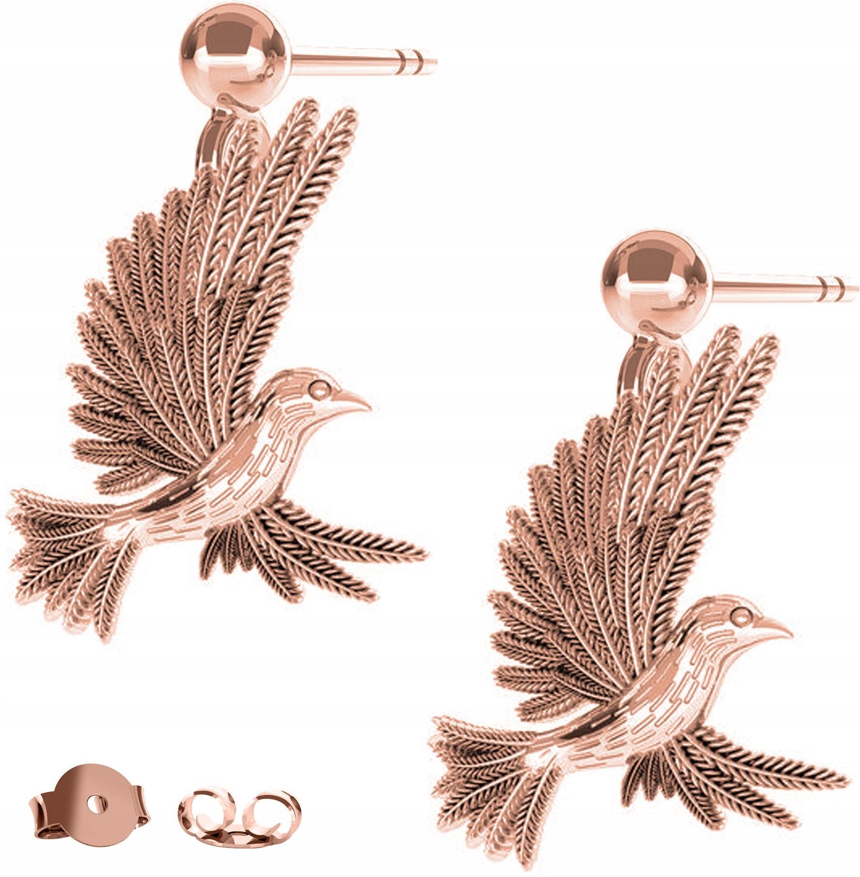 Kolczyki Ptak Koliber Bird różowe złoto 925 - Ceny i opinie - Ceneo.pl