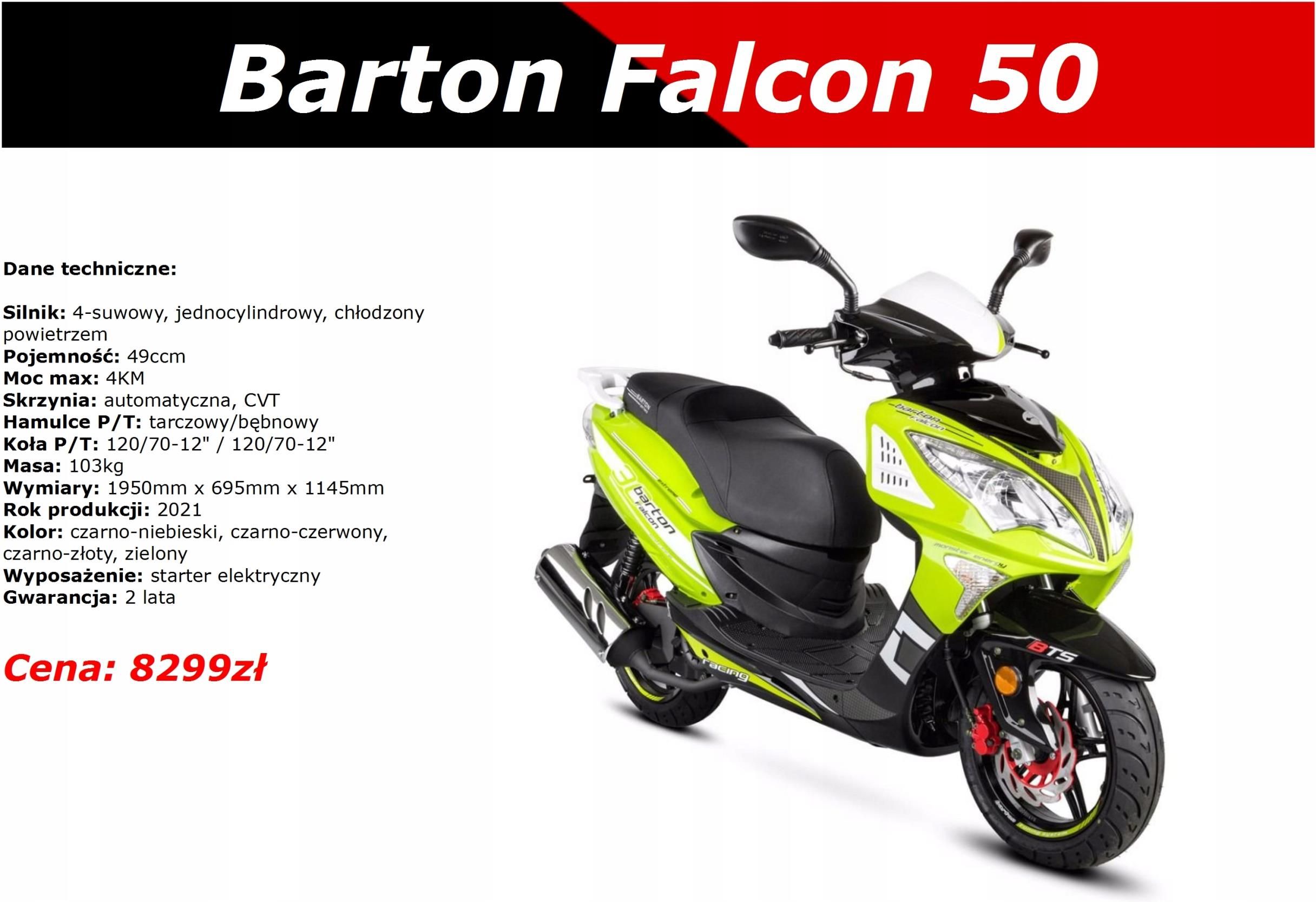DUŻY SKUTER BARTON FALCON 50 4T RATY DOSTAWA - Opinie i ceny na Ceneo.pl