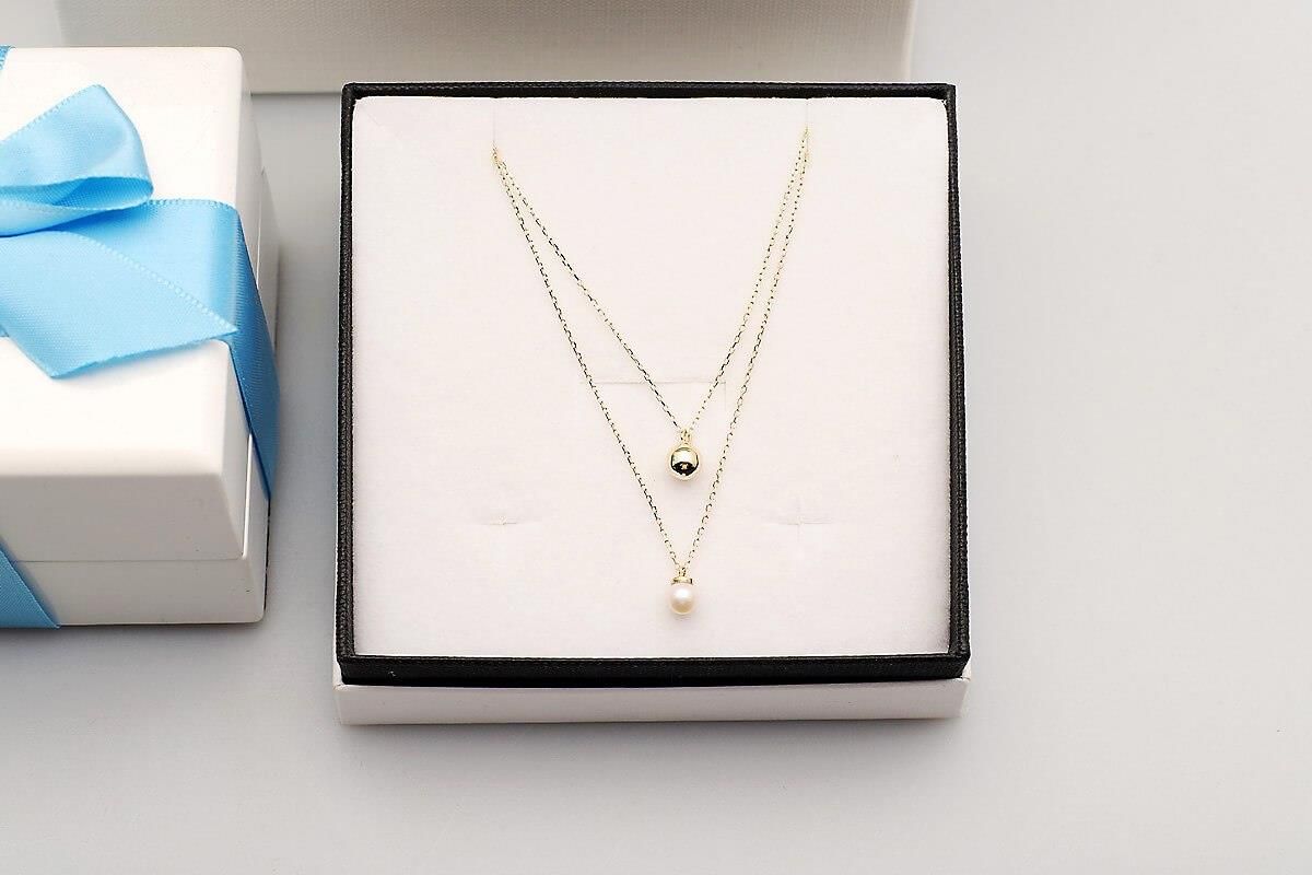 Złoty naszyjnik NZN6261 - Naturalne Perły hodowlane słodkowodne ...