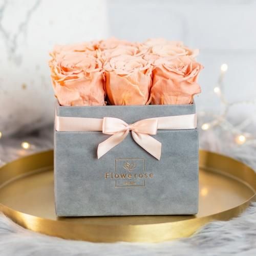 Flowerose Brzoskwiniowe Róże Szary Flowerbox Velvet Quad Mini - Ceny i ...