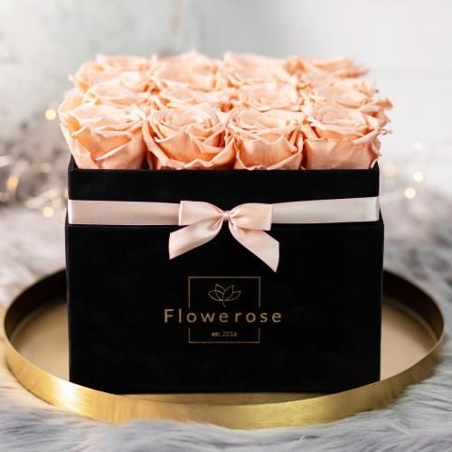 Flowerose Brzoskwiniowe Róże Czarny Flowerbox Velvet Quad - Ceny i ...