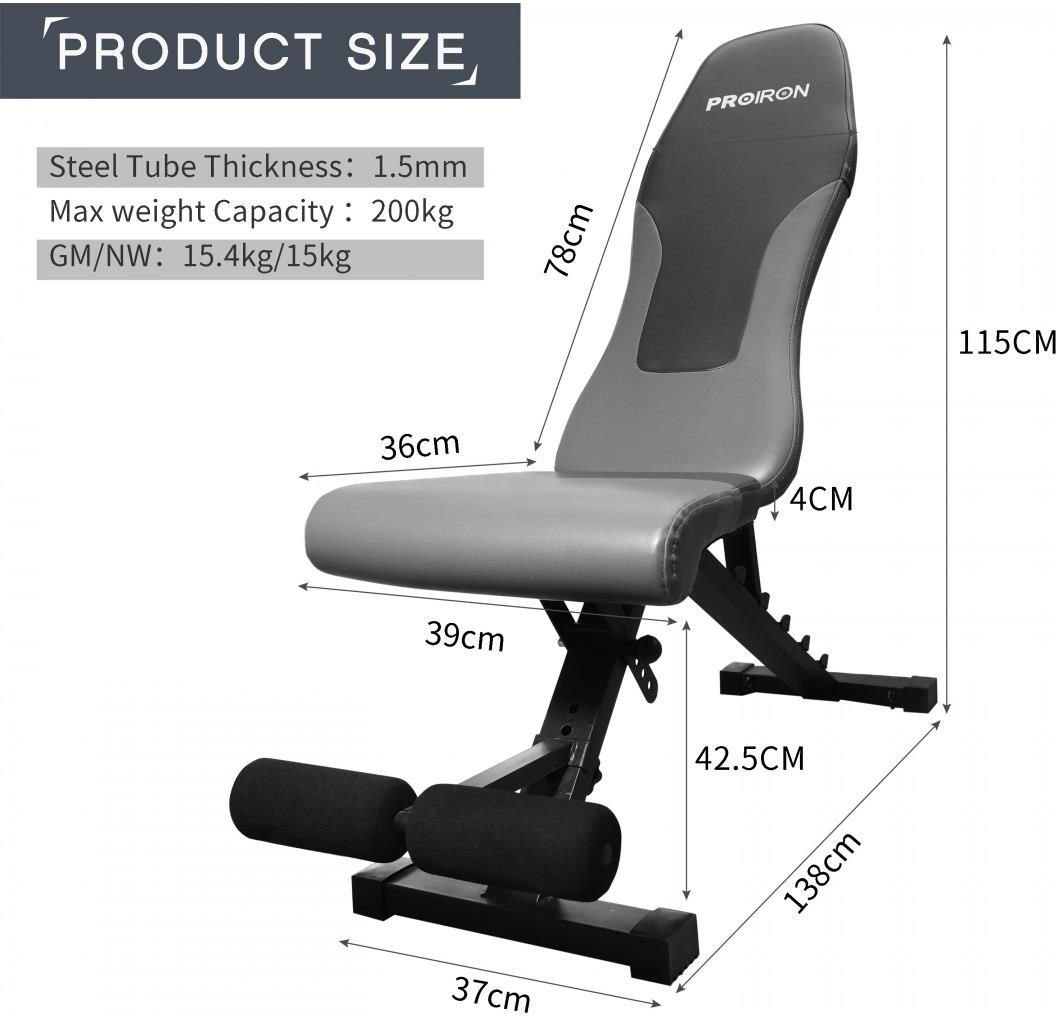 Proiron Fitness Adjustable Weight Bench Multiple Positions 6 Backrest ...
