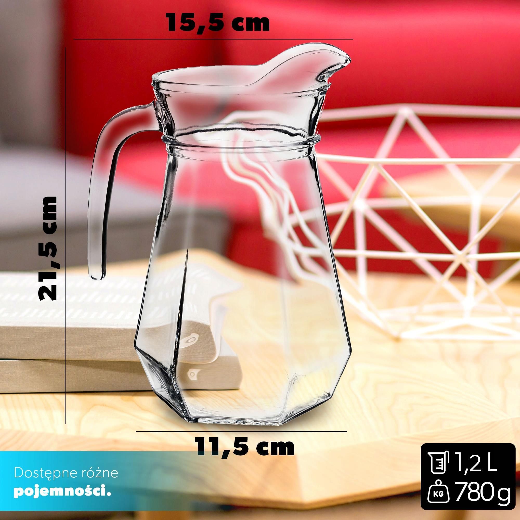 Kadax Dzbanek Szklany Do Napojów Wody Soku 1,2L Pojemny (K3633 ...