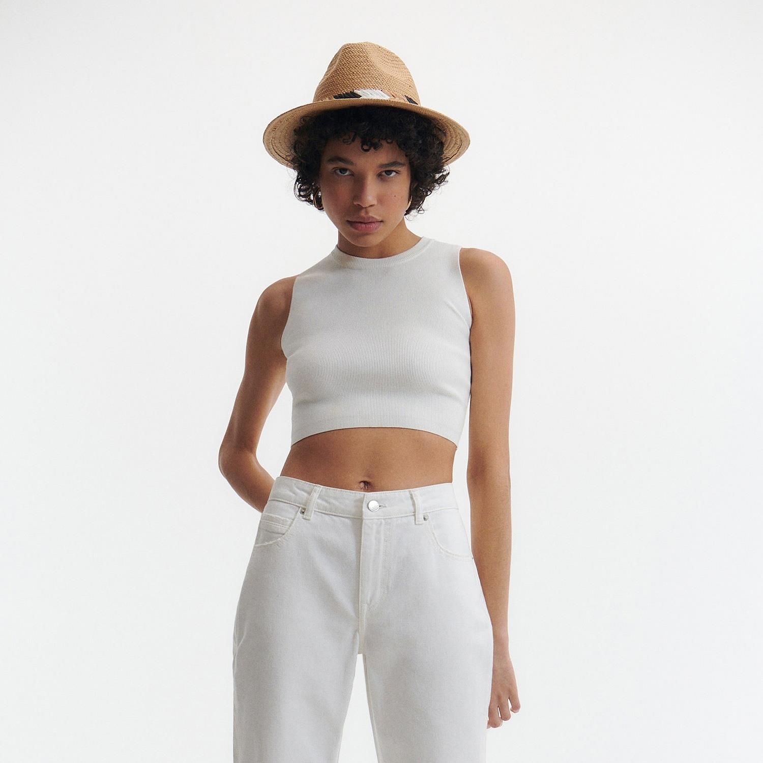 Reserved - Dzianinowy crop top - Kremowy - Ceny i opinie - Ceneo.pl
