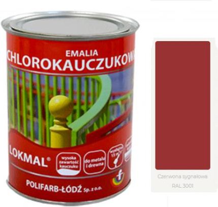 Farba Polifarb Lokmal Emalia Chlorokauczukowa 0,8l Czerwona Sygnałowa ...