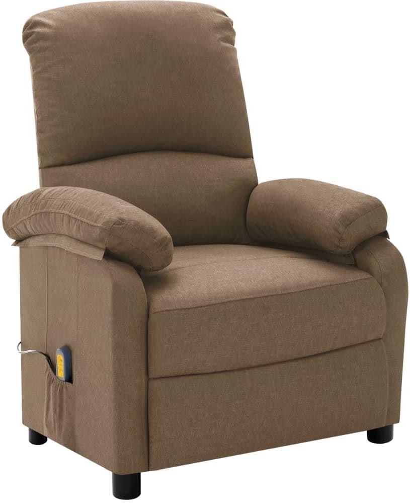 VidaXL Rozkładany fotel masujący kolor taupe obity tkaniną 2965401 ...