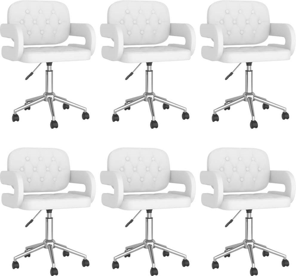 Vidaxl Obrotowe krzesła stołowe 6 szt. białe sztuczna skóra 3000814 ...