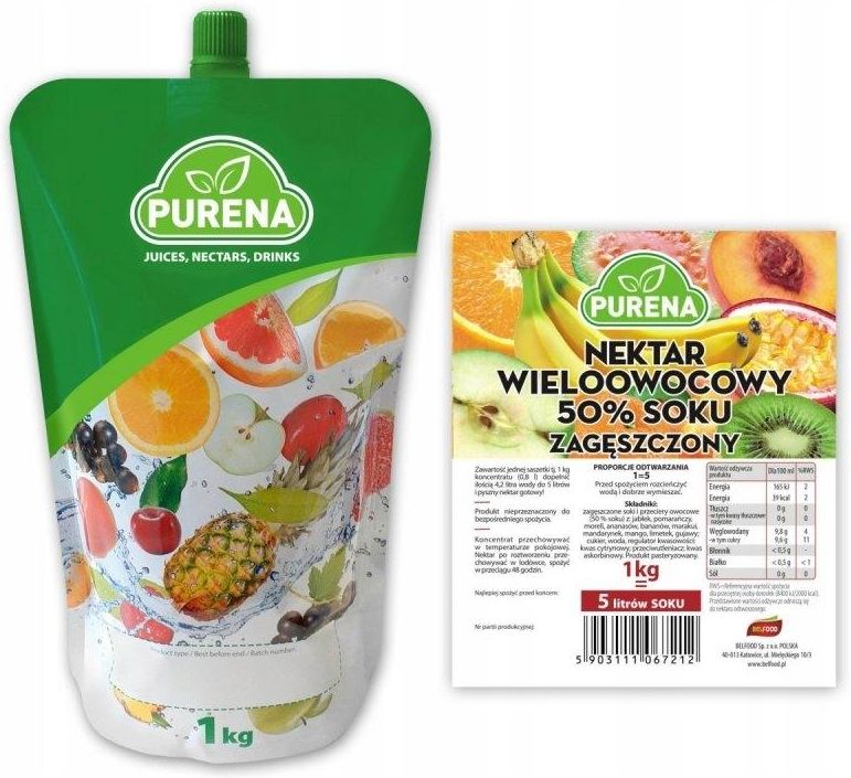 Purena Nektar Wieloowocowy 50% (Koncentrat) 1kg - Ceny i opinie - Ceneo.pl