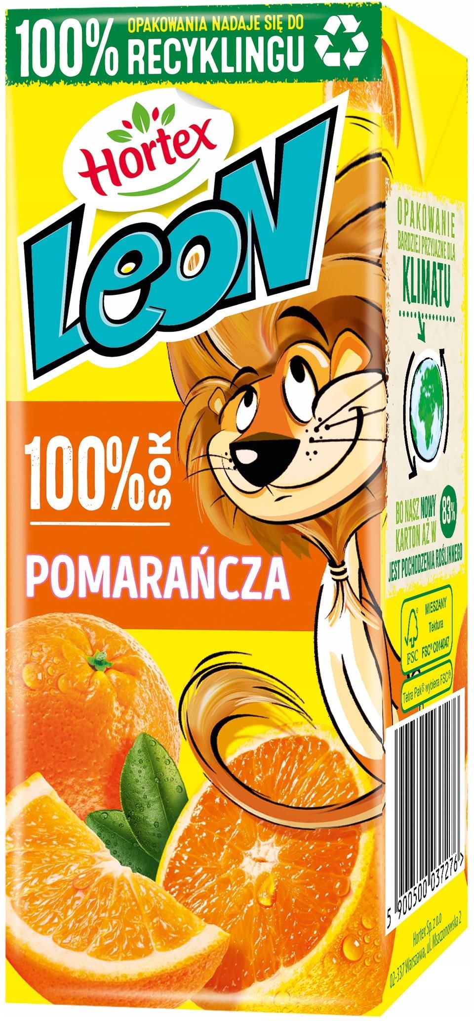 Hortex Sok Leon 100% Pomarańcza 200ml x 27Szt - Ceny i opinie - Ceneo.pl