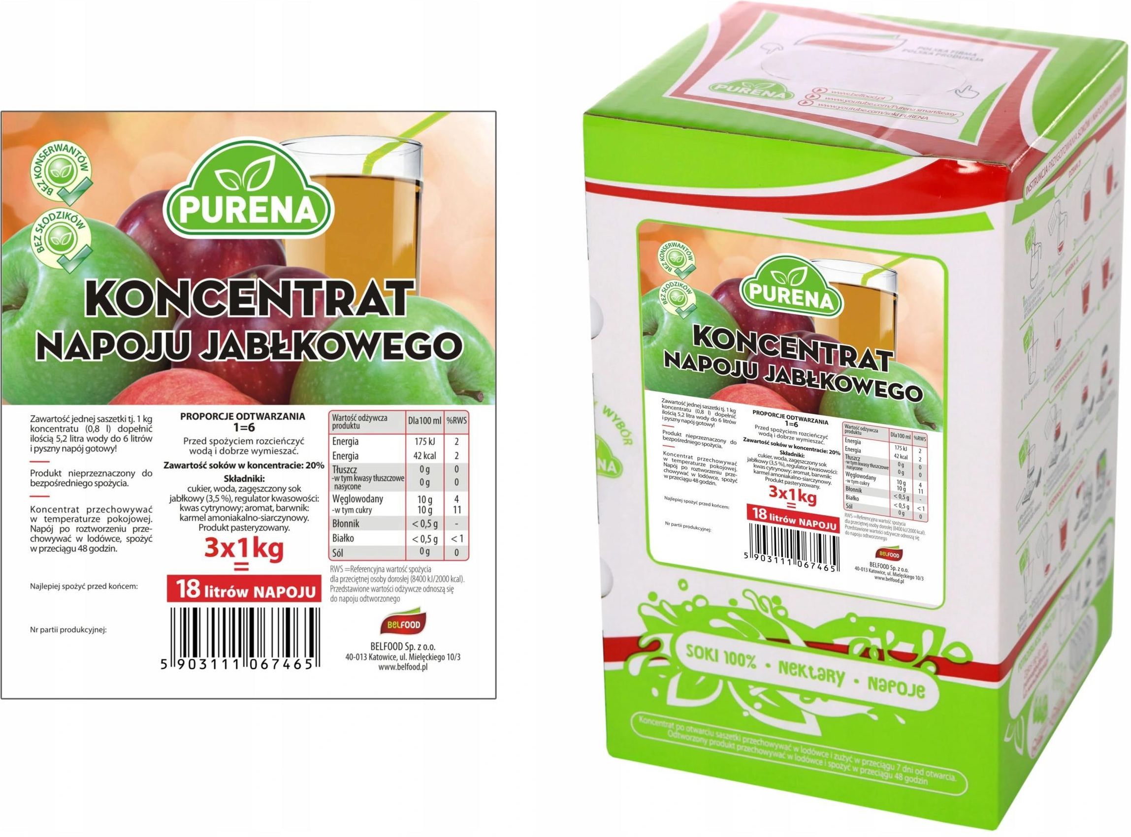 Purena Napój Jabłkowy (Koncentrat) 18l 3kg - Ceny i opinie - Ceneo.pl