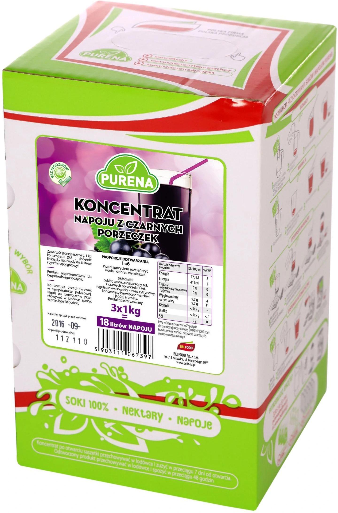 Purena Napój Z Czarnej Porzeczki(Koncentrat)Purena 6l 1kg - Ceny i ...