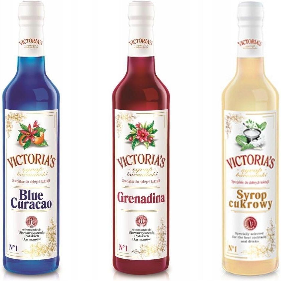 Victoria Cymes 3 Syropy Blue Curacao, Grenadina, Cukrowy 3x490ml - Ceny ...