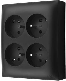 Gniazdo elektryczne Kontakt Simon Gniazdo Poczwórne Z Uziemieniem Natynkowe Ip-20 Czarny Mat ...