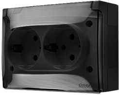 Gniazdo elektryczne Kontakt Simon Gniazdo Podwójne Z Uziemieniem Natynkowe Ip-44 Czarny Mat ...