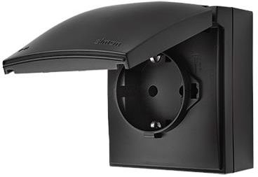 Gniazdo elektryczne Kontakt Simon Gniazdo Pojedyncze Z Uziemieniem Natynkowe Ip-44 Czarny Mat ...