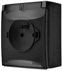 Gniazdo elektryczne Kontakt Simon Gniazdo Pojedyncze Z Uziemieniem Natynkowe Ip-44 Czarny Mat ...