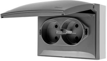 Gniazdo elektryczne Kontakt Simon Gniazdo Podwójne Z Uziemieniem Natynkowe Ip-44 Szary ACGZ2Z16 ...