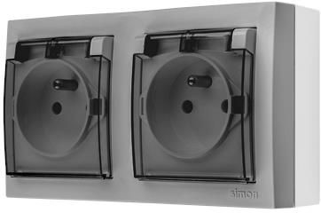 Gniazdo elektryczne Kontakt Simon Gniazdo Podwójne Z Uziemieniem Natynkowe Ip-44 Szary ...
