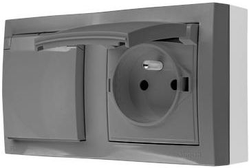 Gniazdo elektryczne Kontakt Simon Gniazdo Podwójne Z Uziemieniem Natynkowe Ip-44 Szary ...