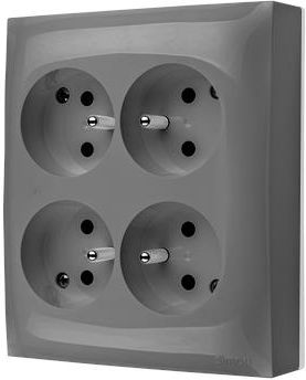 Gniazdo elektryczne Kontakt Simon Gniazdo Poczwórne Z Uziemieniem Natynkowe Ip-20 Szary ...