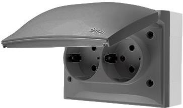 Gniazdo elektryczne Kontakt Simon Gniazdo Podwójne Z Uziemieniem Natynkowe Ip-44 Szary ACGSZ216 ...