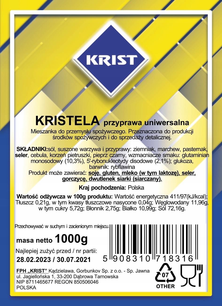 Krist Przyprawa Uniwersalna Kristela Mix 1000g 1kg - Ceny i opinie ...