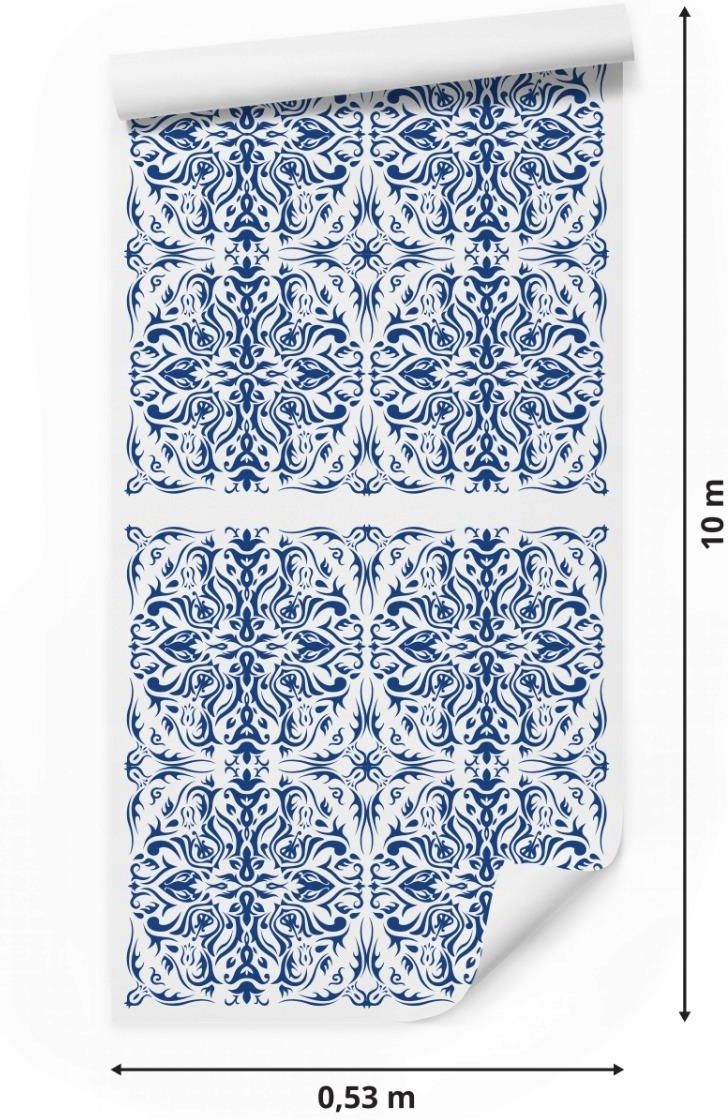 Muralo Tapeta Do Salonu NiebieskoBiałe Ornamenty Wzory - Opinie i ceny ...