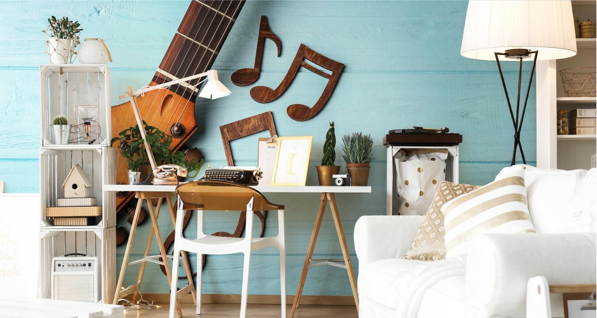 Muralo Fototapeta Dla Młodzieży Gitara Nuty Deski 360X240 - Opinie i ...