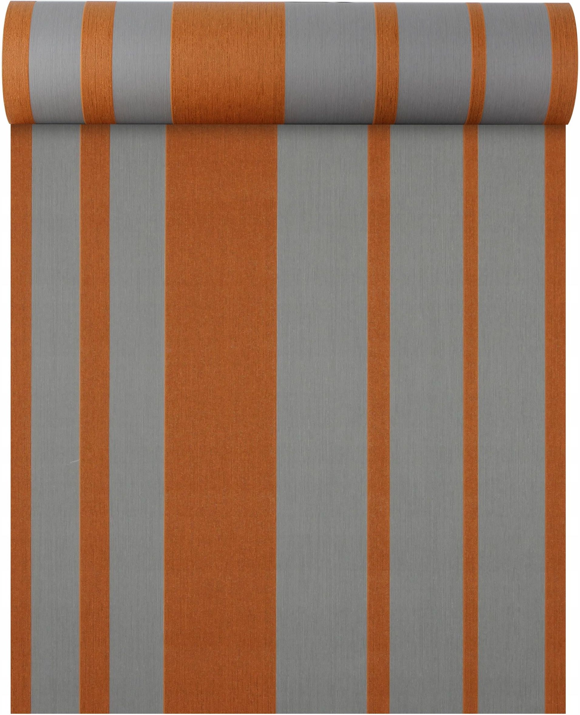 Tapeta Ścienna Szara Pomarańczowa Pasy Paski Dekor - Opinie i ceny na ...