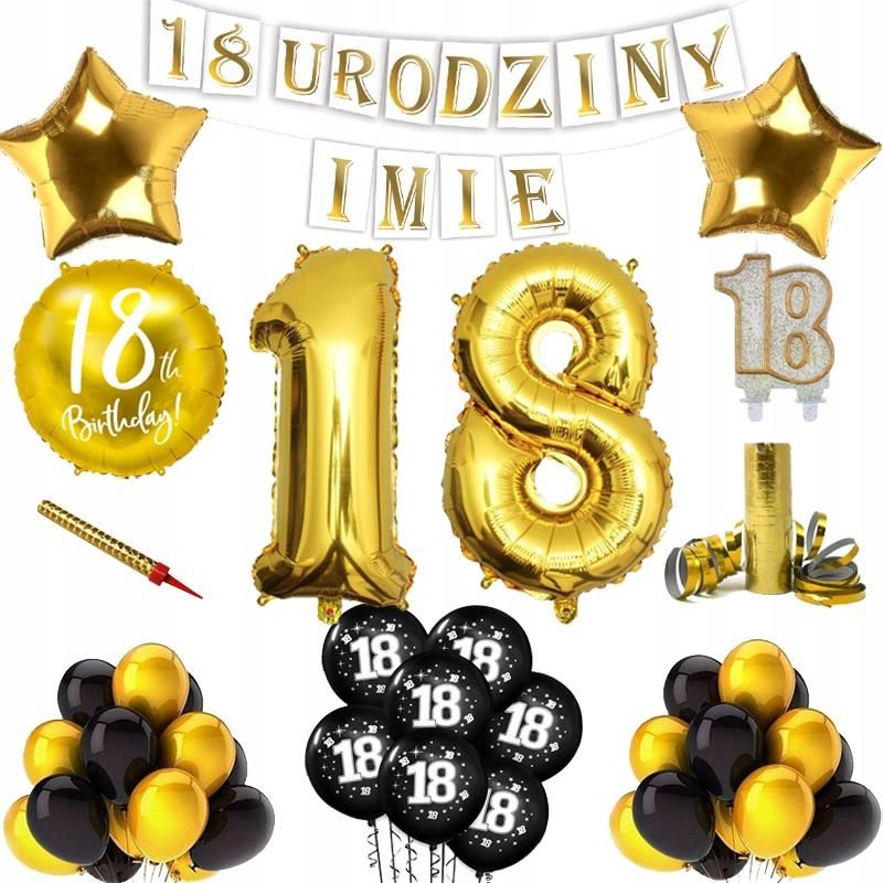 Zestaw Balony 18 Urodziny Osiemnastka Baner Balon - Ceny i opinie - Ceneo.pl