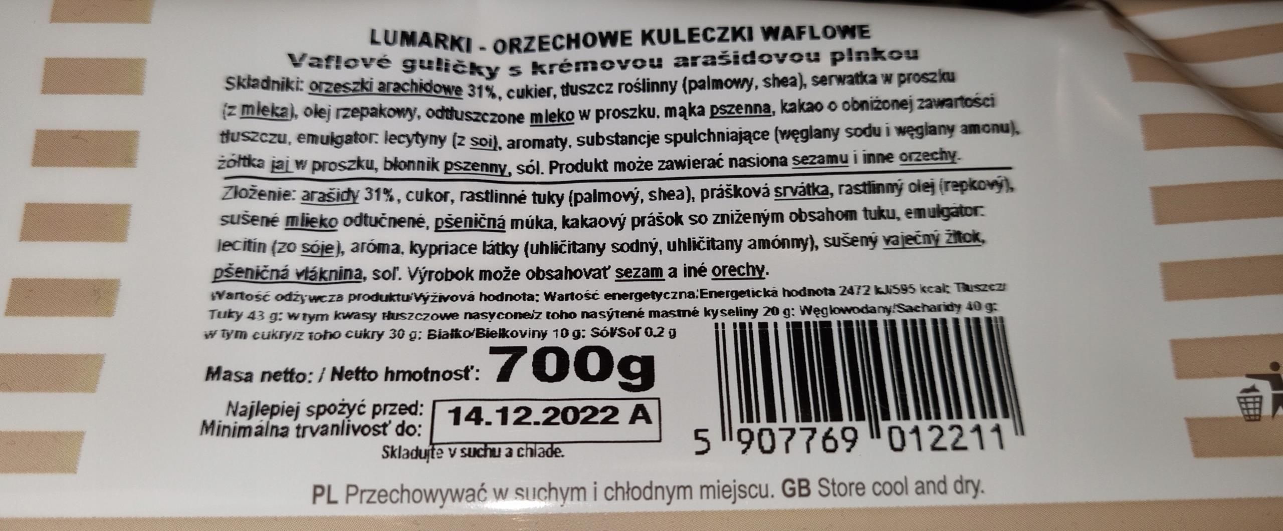 Lumarki Kuleczki Waflowe Orzechowe Arachidow 700g - Ceny i opinie ...