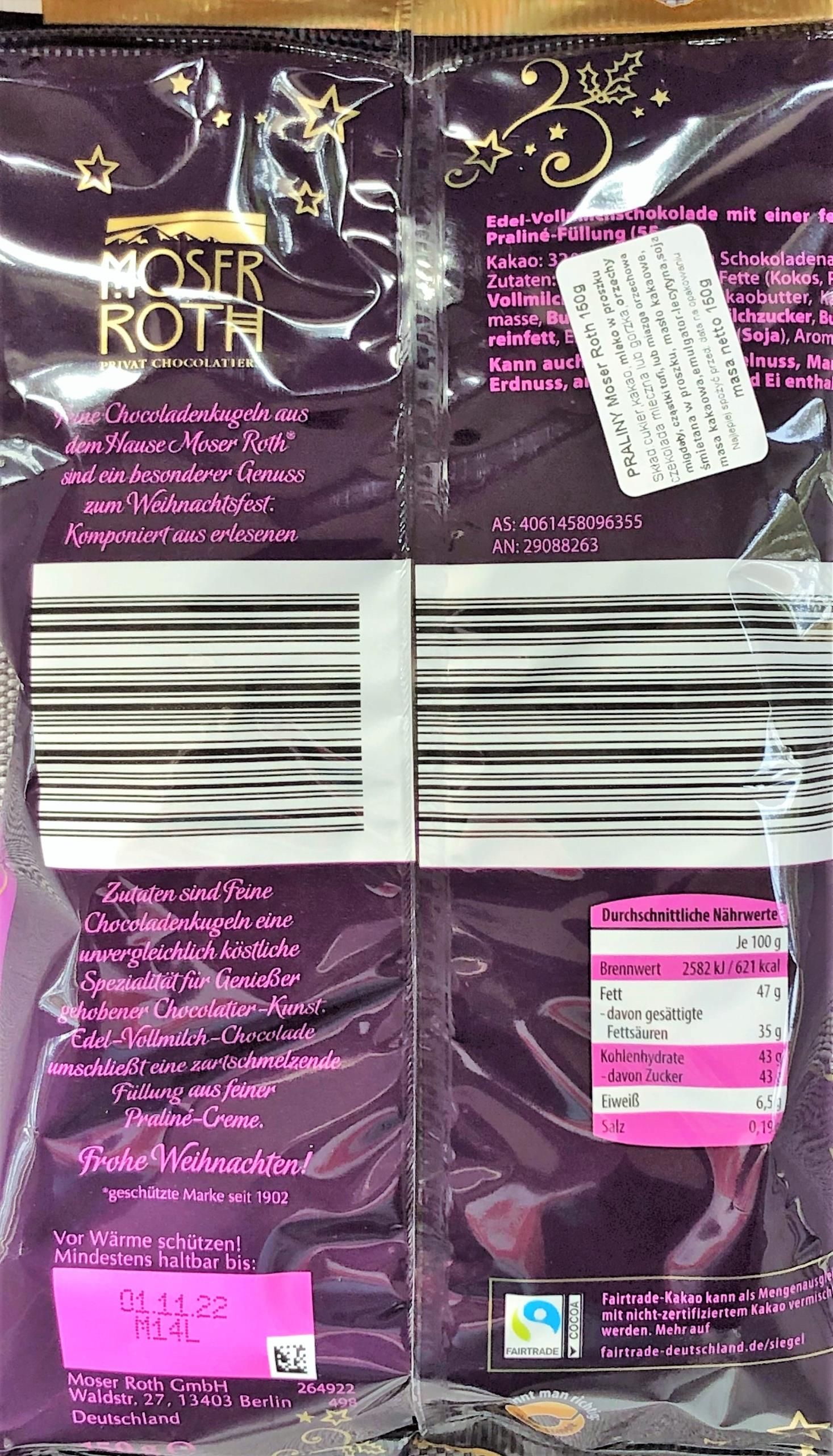 Moser Roth Praline 150g Praliny W Czekoladzie - Ceny i opinie - Ceneo.pl