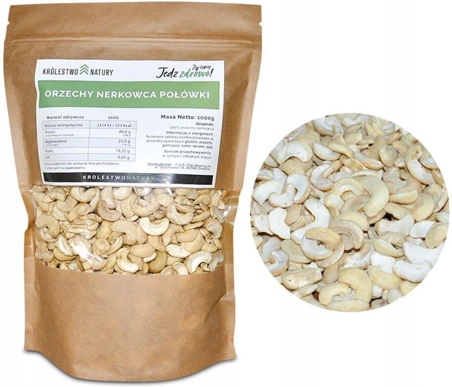 Królestwo Natury Orzechy Nerkowca Nerkowce Połówki 500g Świeże Top - Ceny i opinie - Ceneo.pl