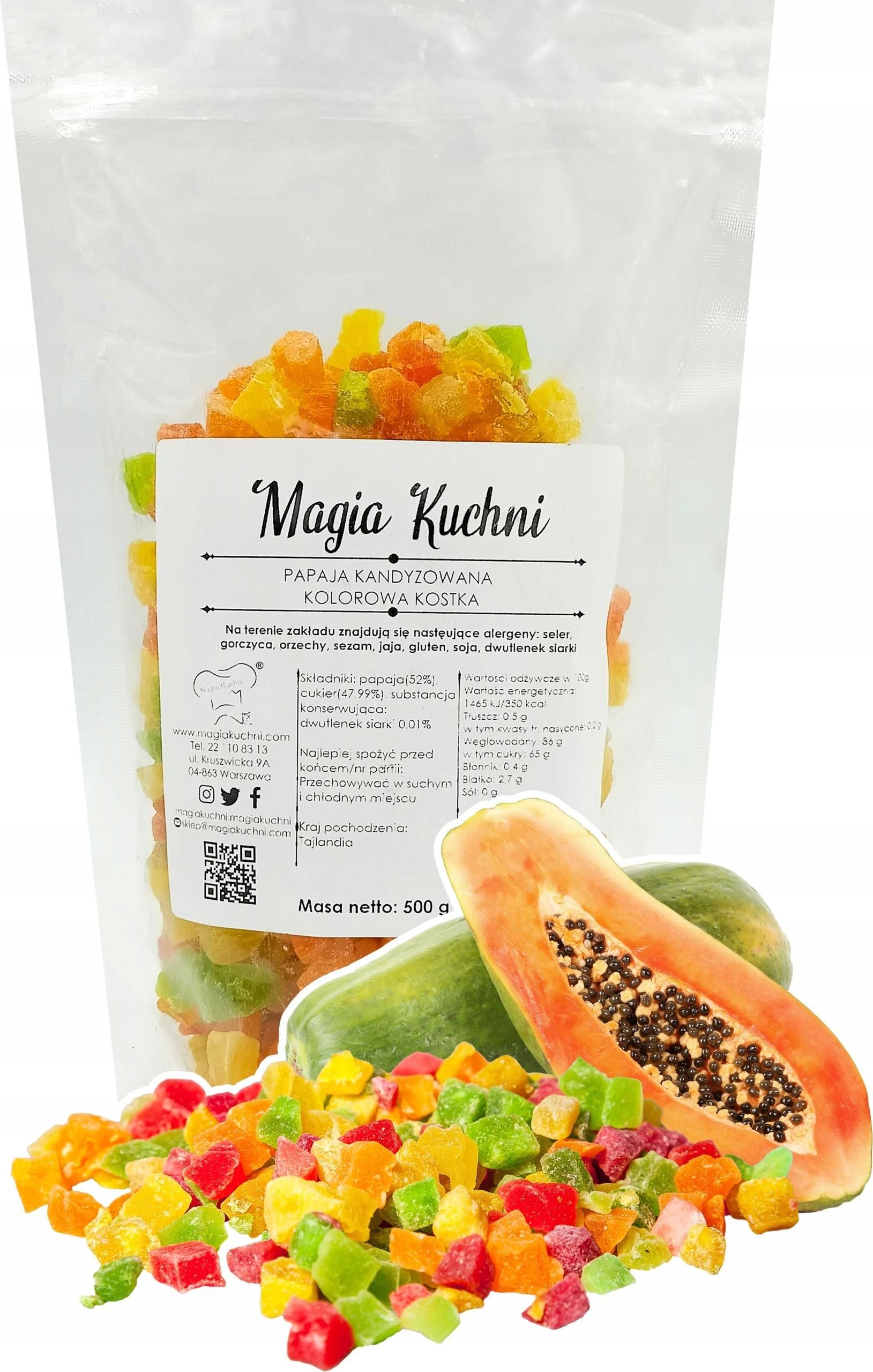 Magia Kuchni Papaja Kandyzowana 500g Kolorowa Kostka Suszona - Ceny i opinie - Ceneo.pl
