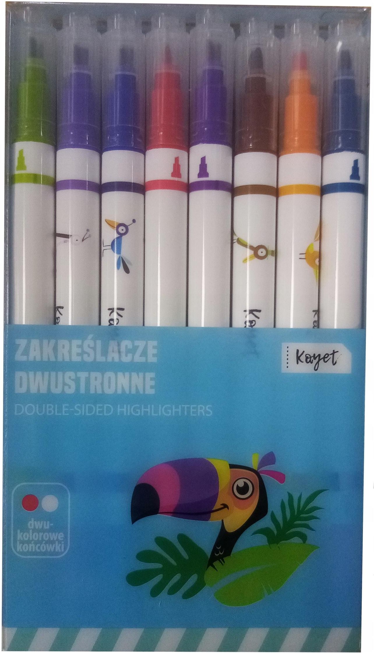 Kayet Zakreślacze Pisaki Dwustronne 8 Sztuk 16 Kolorów (5609288251248 ...