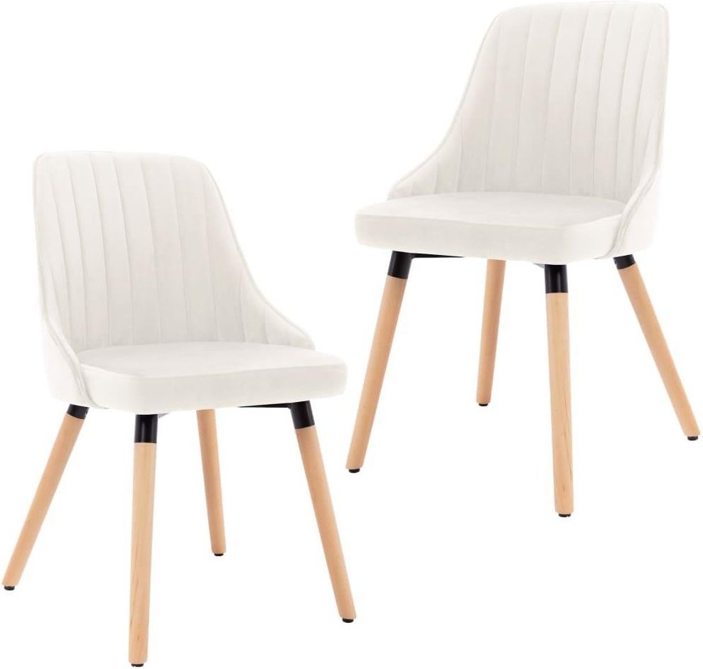 Lumarko Krzesła Stołowe 2 Szt Kremowe Aksamitne 112840 - Opinie i ...