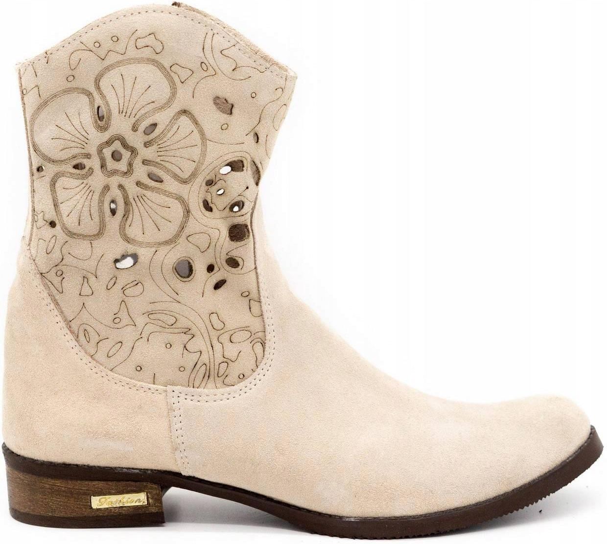 Olivier Wygodne Botki Skórzane Ażurowe Jess Jasny Beż 42 - Ceny i ...