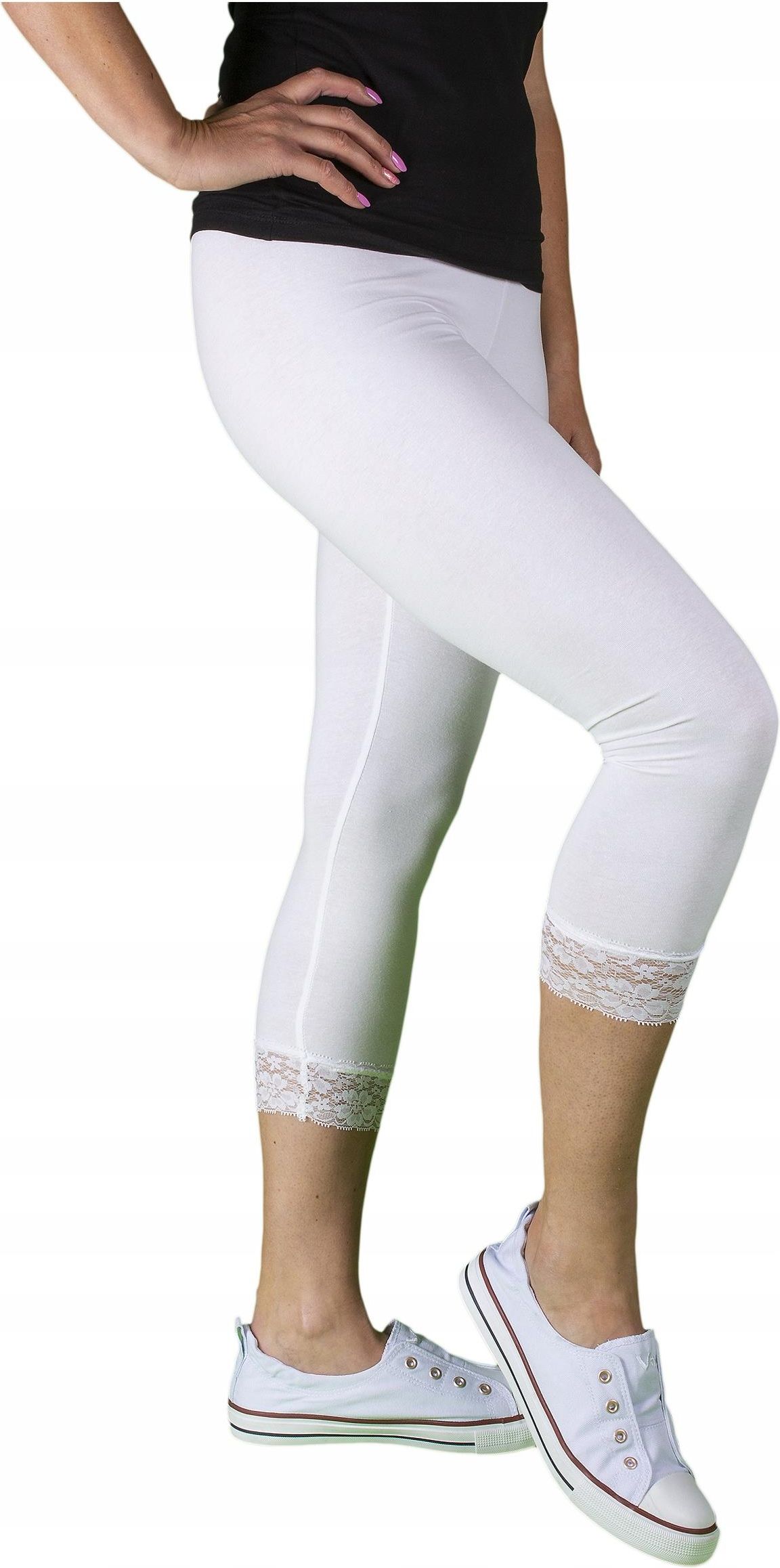 Legginsy Getry Z Koronką 3/4 rybaczki Białe r 40 - Ceny i opinie - Ceneo.pl