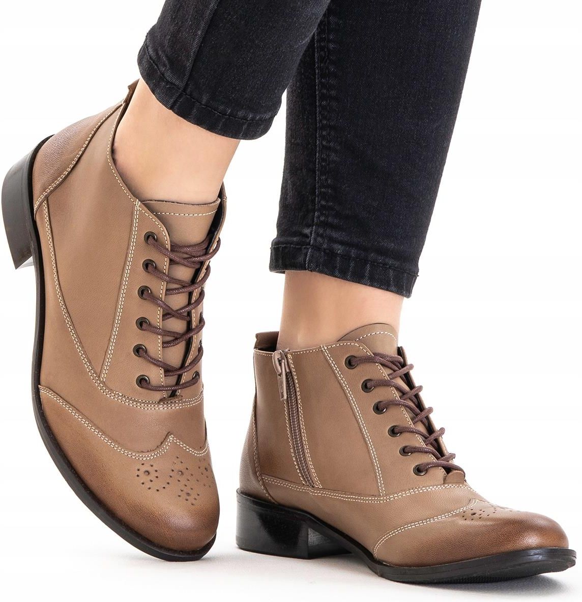 Botki Trzewiki Wygodne Skórzane Suwak Imunzi - Ceny i opinie - Ceneo.pl