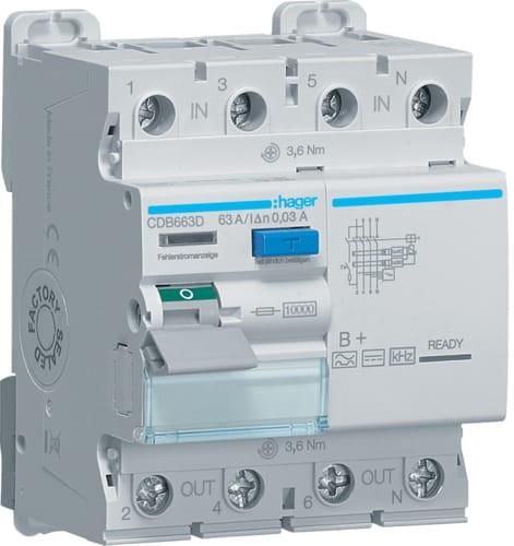 Bezpiecznik Hager Rccb Wyłącznik Różnicowoprądowy 3P+N 63A 30mA 10kA B+ CDB663D - Opinie i ceny ...