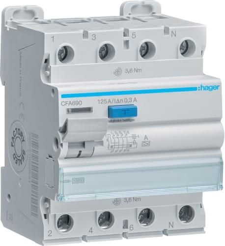 Bezpiecznik Hager Rccb Wyłącznik Różnicowoprądowy 3P+N 125A 300mA 10kA ...