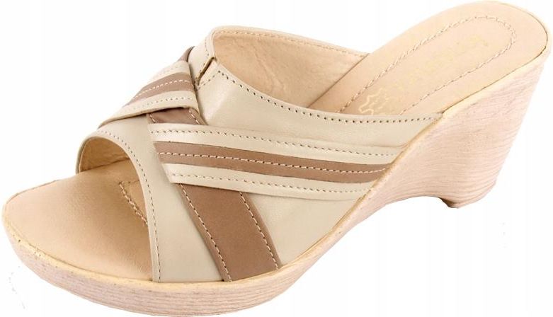 Klapki koturny Skórzane stabilne wygodne Imunzi - Ceny i opinie - Ceneo.pl