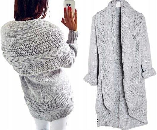 K11 Ciepły Kardigan Narzutka Sweter Warkocz - Ceny i opinie - Ceneo.pl